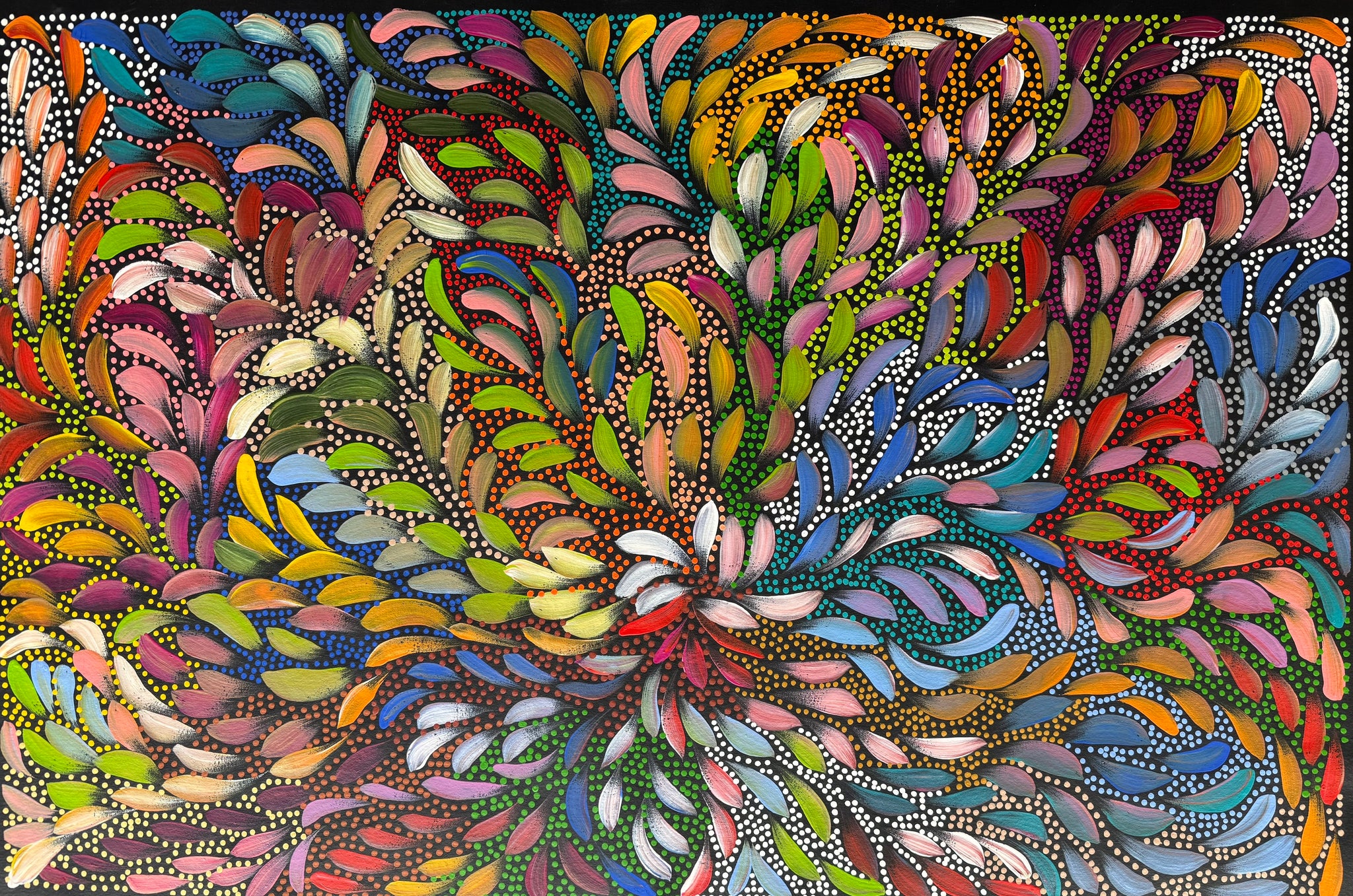 Caroline Numina Seeded Bush Medicine Leaves Multicolour Artwork | Large ...