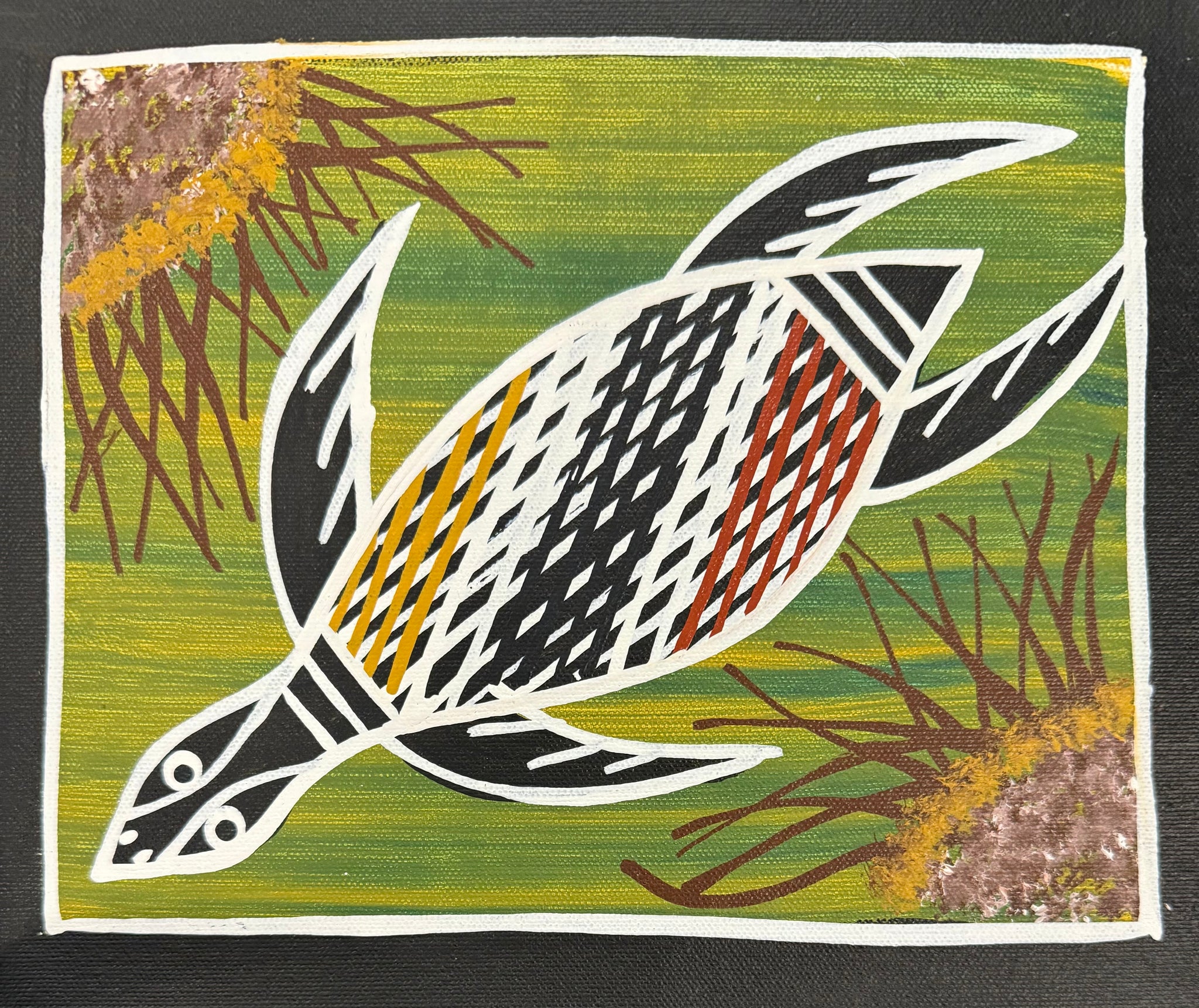 Christine Burarrwanga Turtle Green Artwork | Small Painting ...