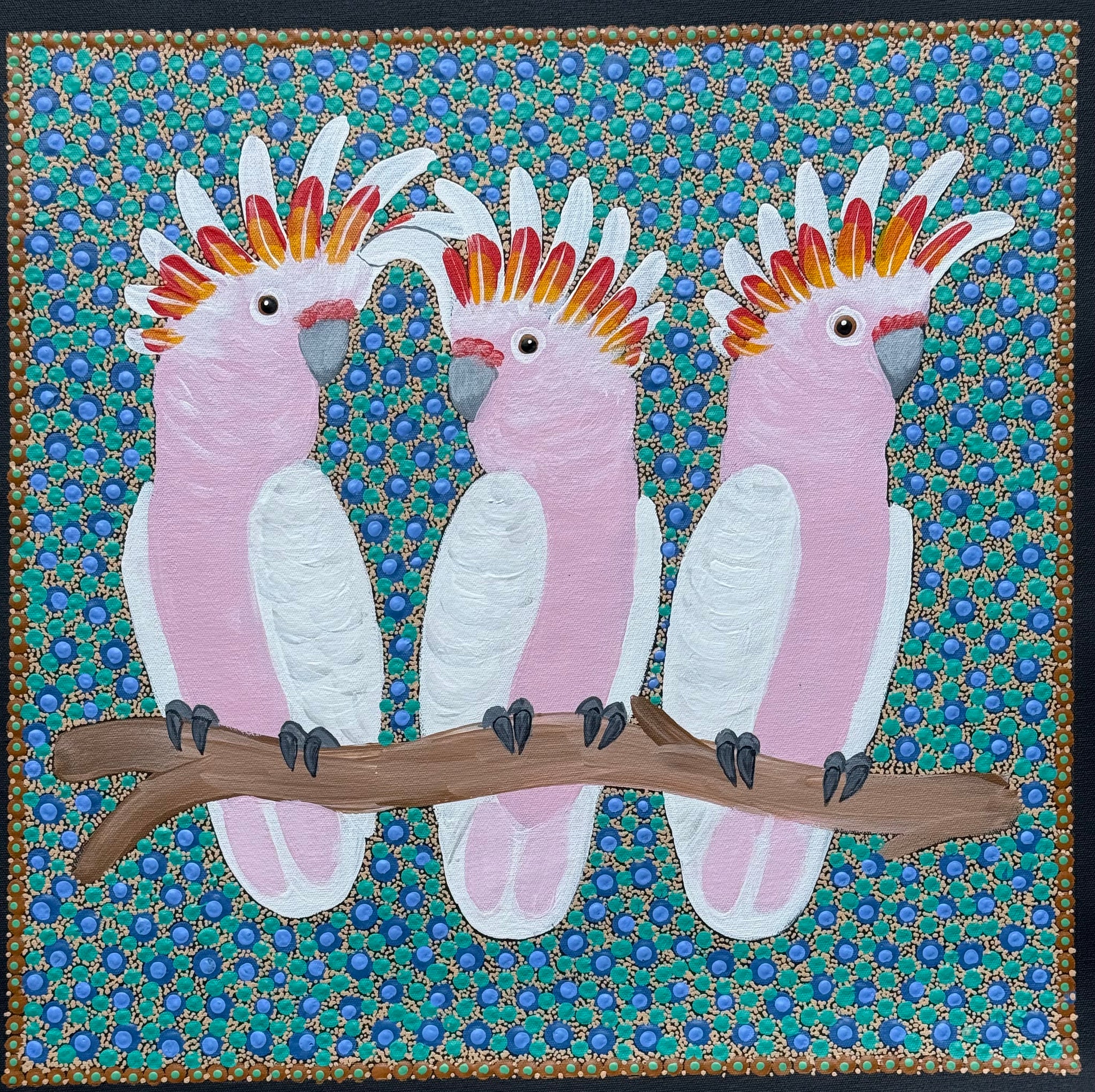 Kathleen Buzzacott Budgies Multicolour Artwork | Small Painting ...