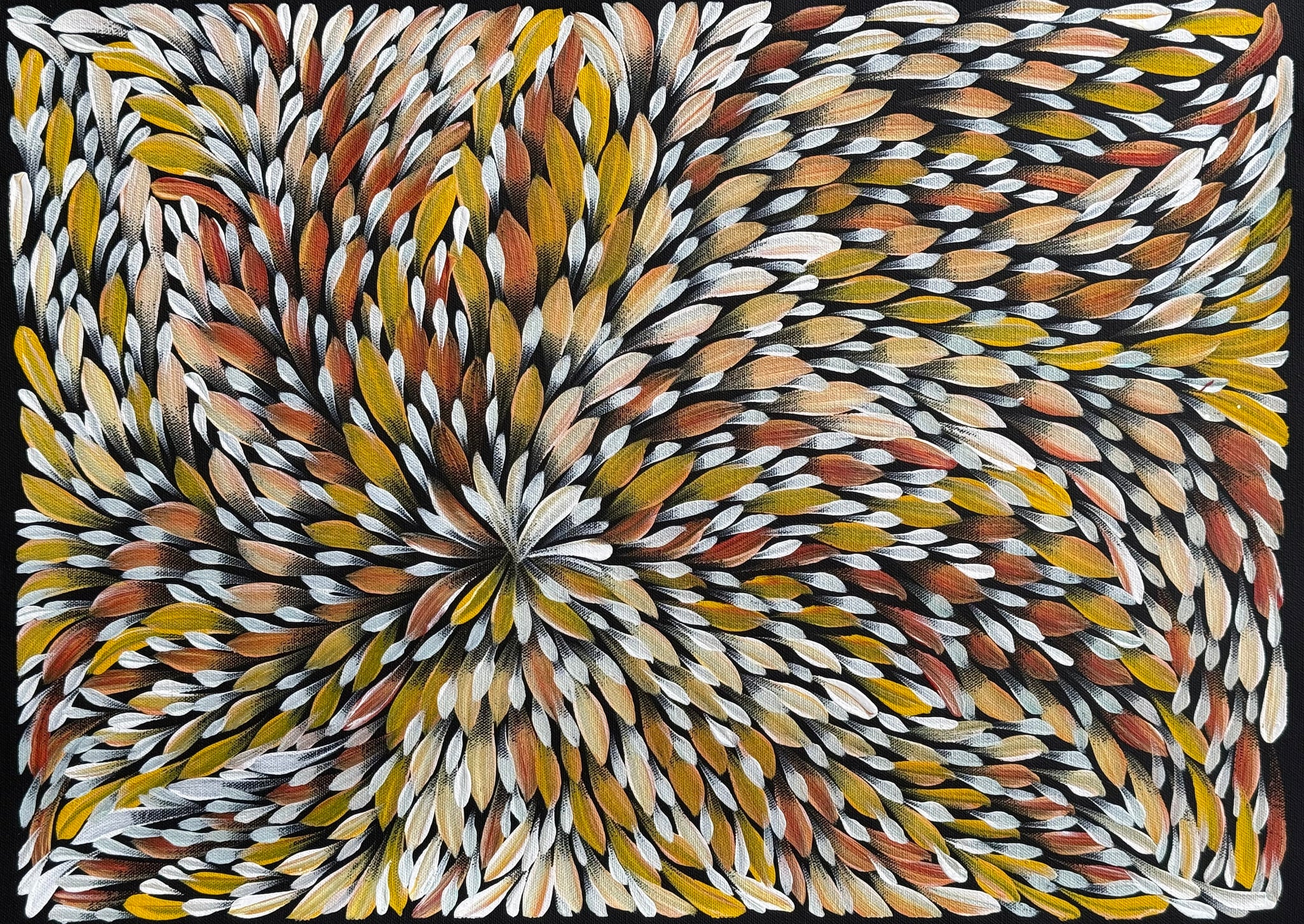 Caroline Numina Bush Medicine Leaves Yellow Artwork | Small Painting ...