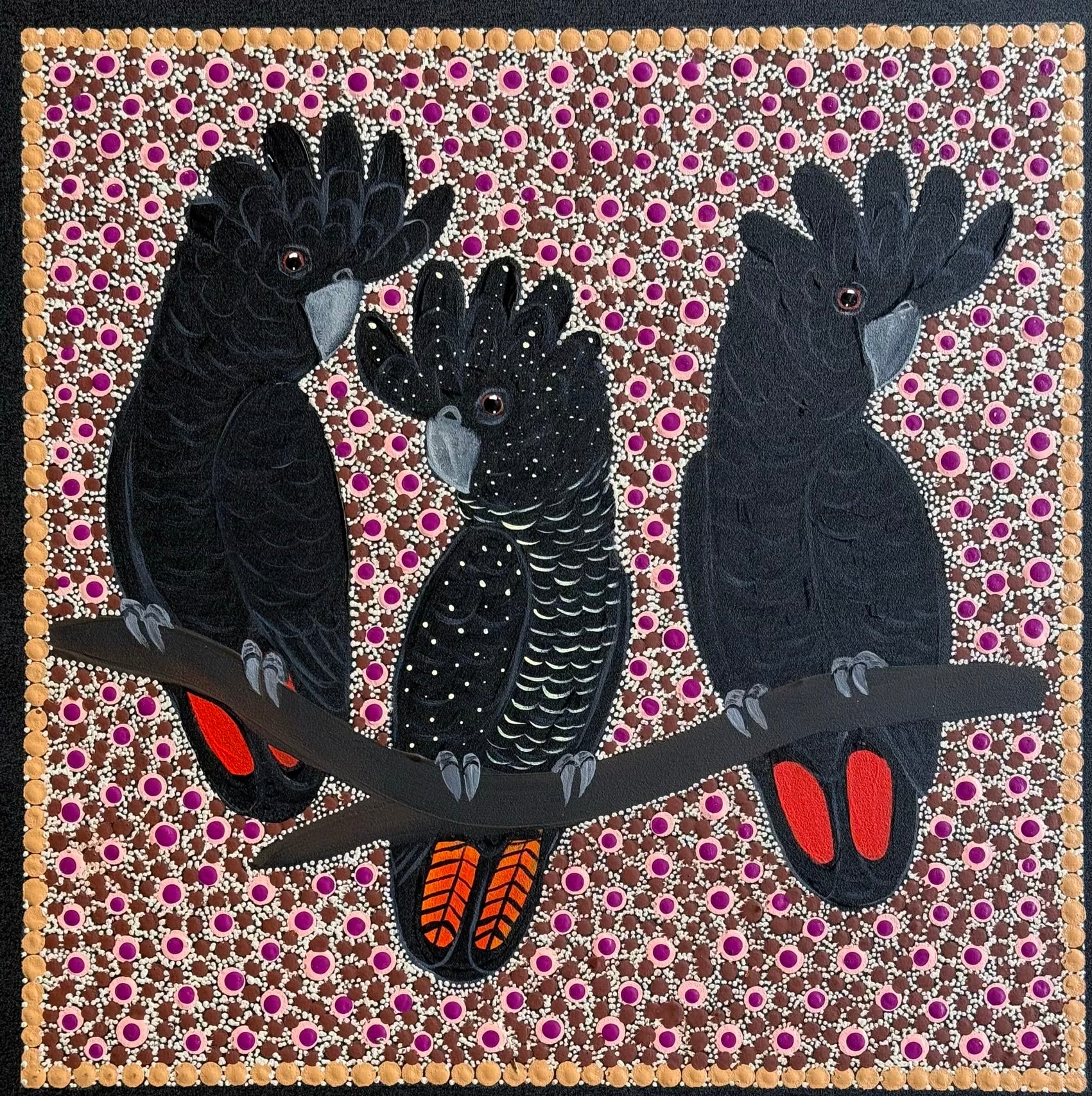 Kathleen Buzzacott Redtail Black Cockatoos Purple and Pink Artwork ...