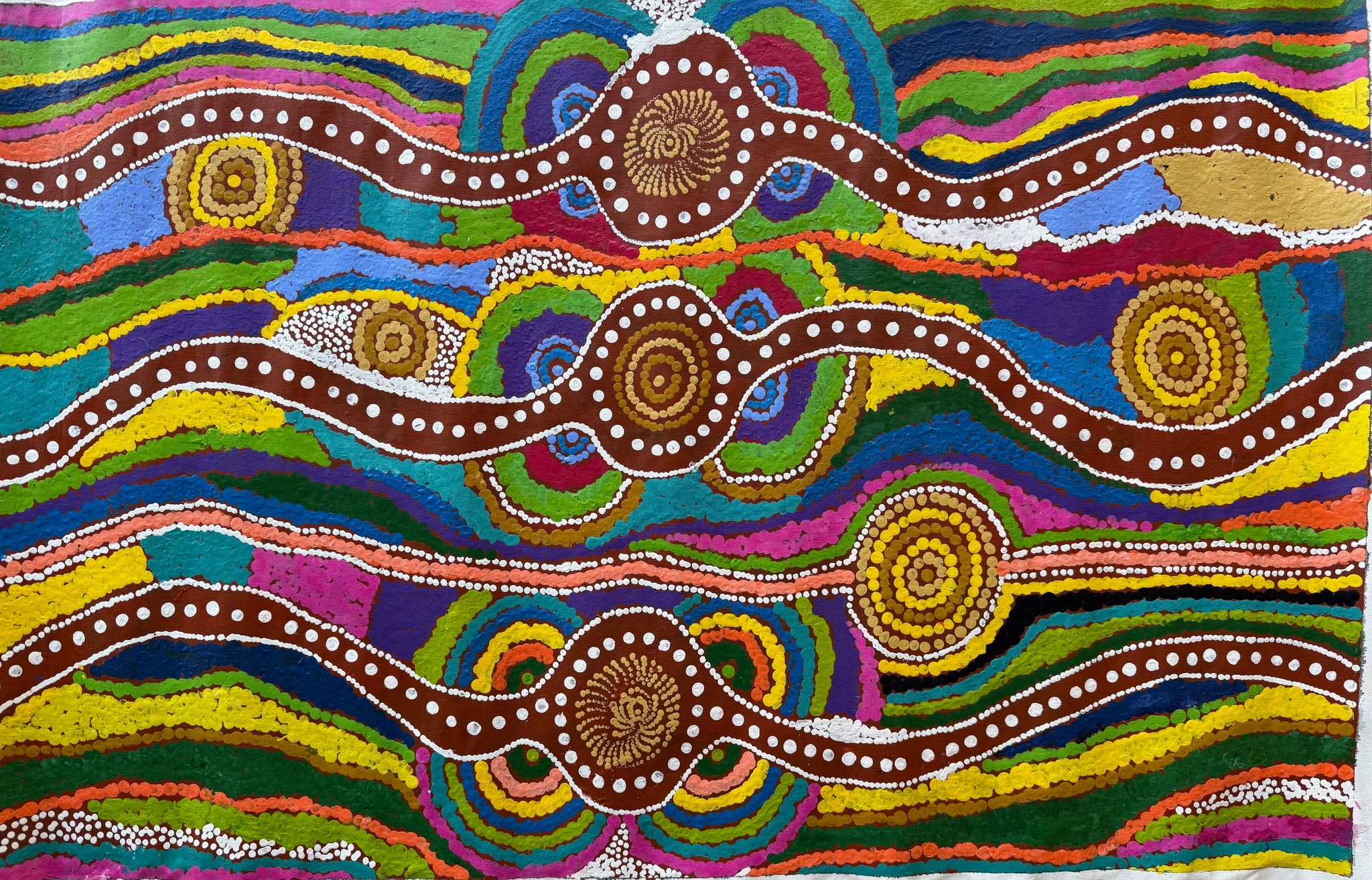 Maria Nampijinpa Brown Flying Ants Dreaming Multicolour Artwork | Large ...