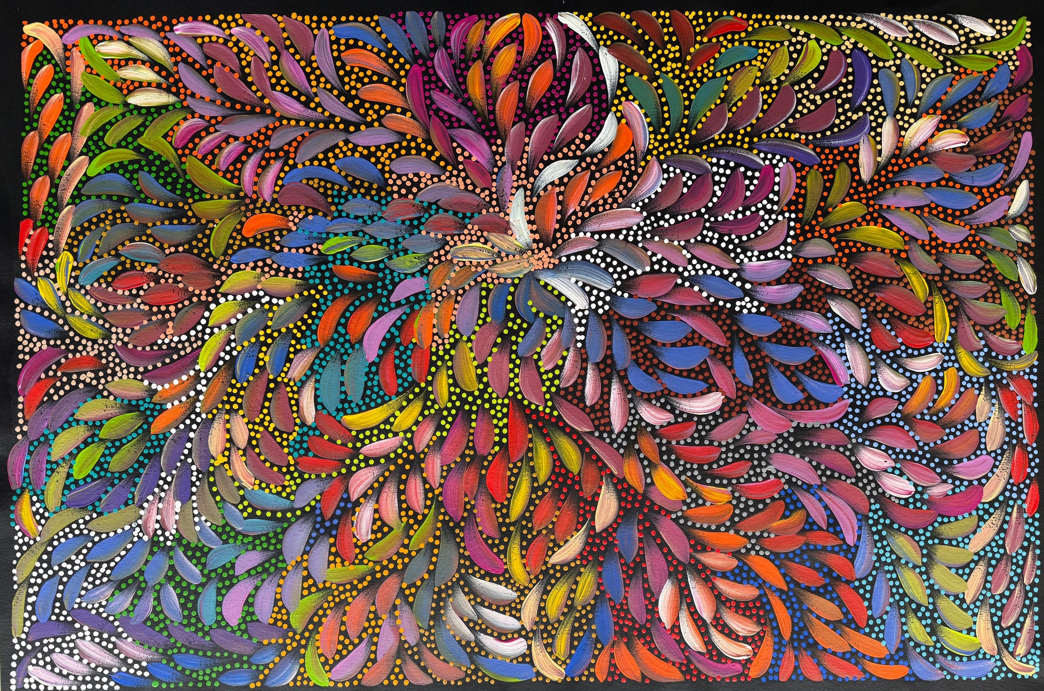 Caroline Numina Seeded Bush Medicine Leaves Multicolour Artwork | Large ...