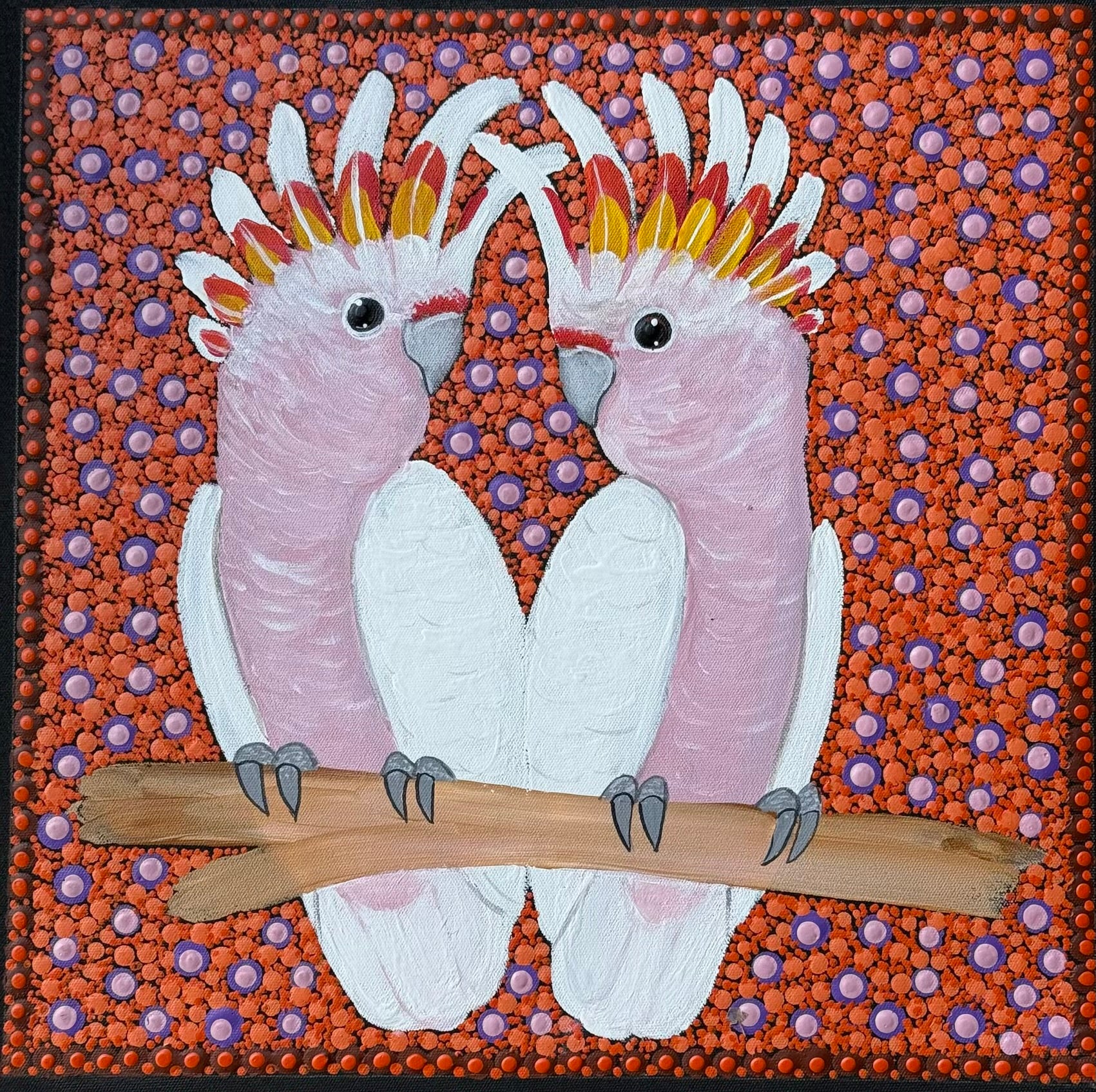 Kathleen Buzzacott Major Mitchell's Cockatoos Pink and Orange Artwork ...