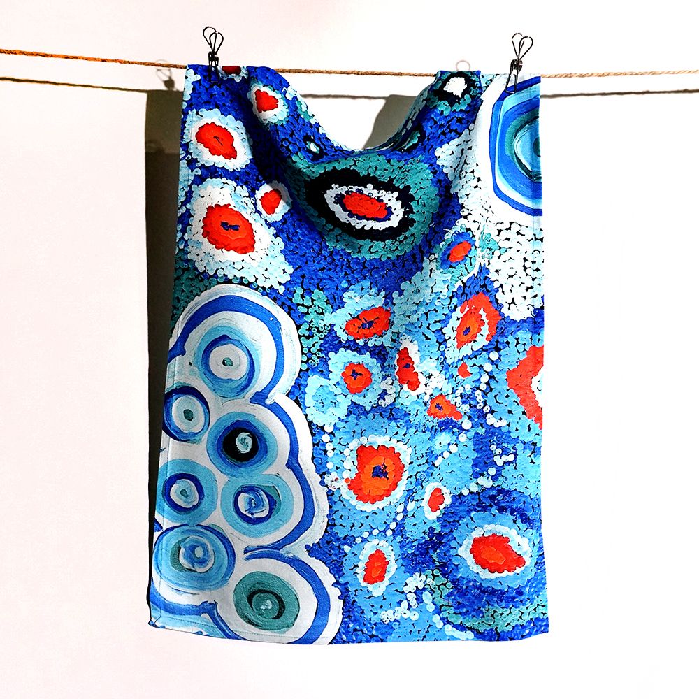 Cotton Tea Towel - Andrea Mimpitja Adamson - Seven Sisters (Blue)