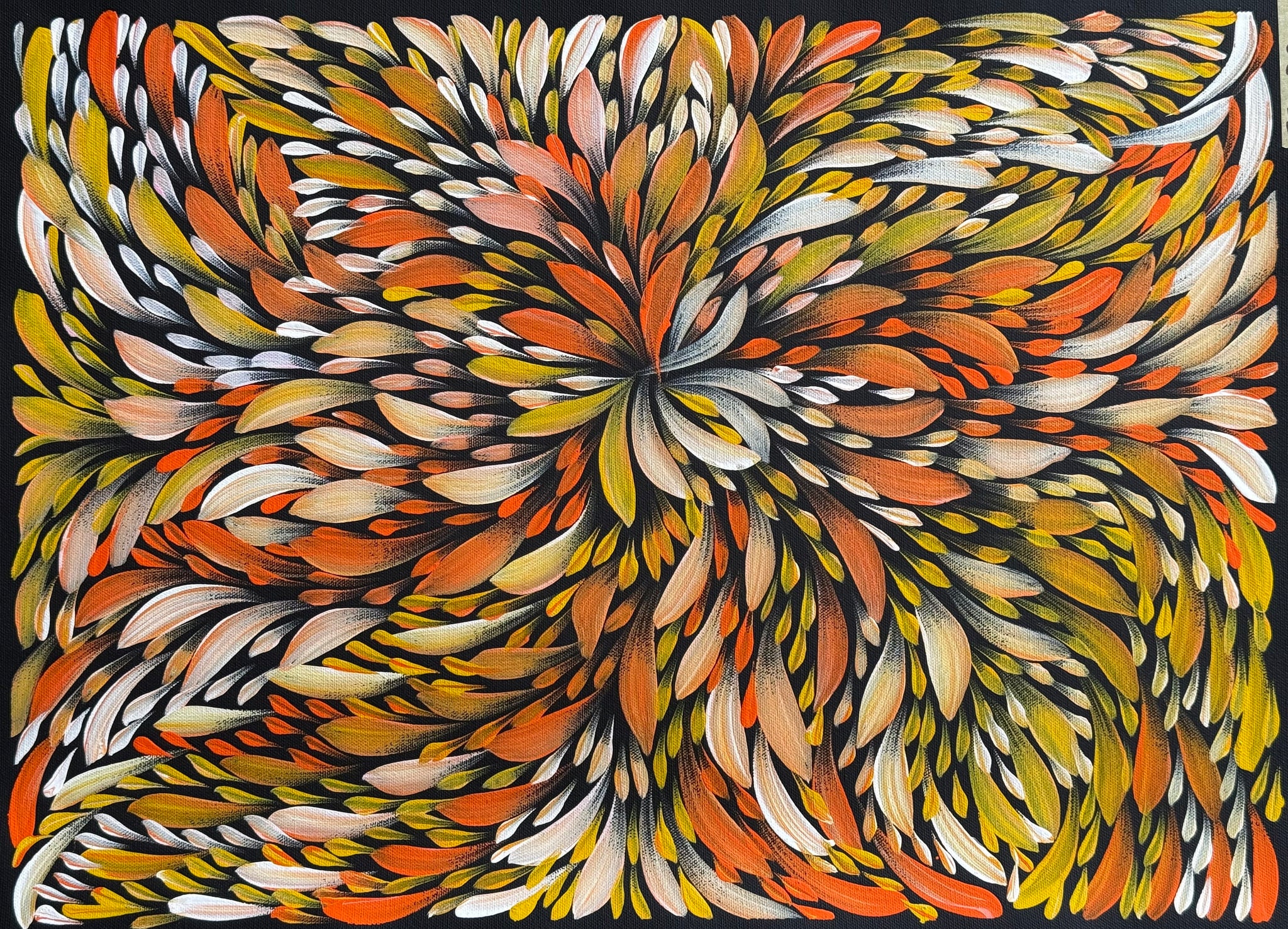 Caroline Numina Bush Medicine Leaves Yellow and Orange Artwork | Small ...