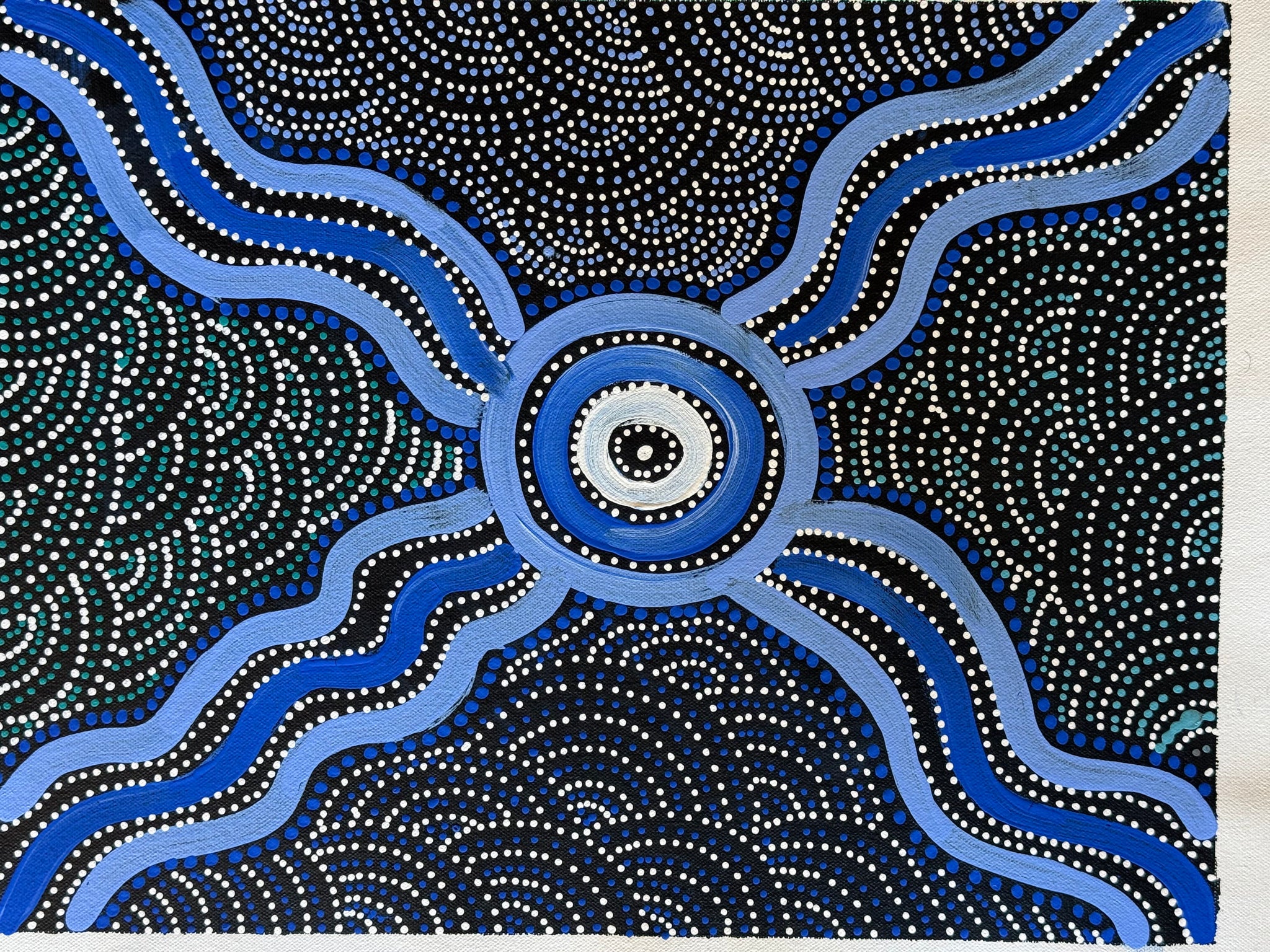 Caroline Numina Blue Artwork | Small Painting | Aboriginal Art