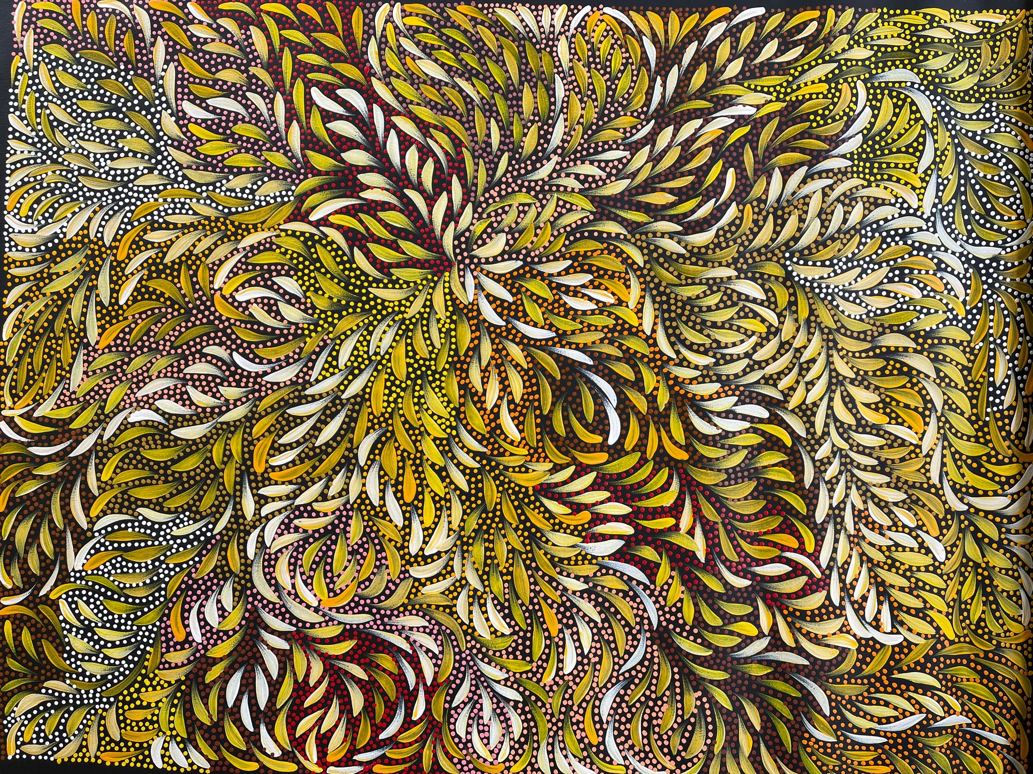 Caroline Numina Bush Medicine Leaves and Seeds Yellow Artwork | Large ...