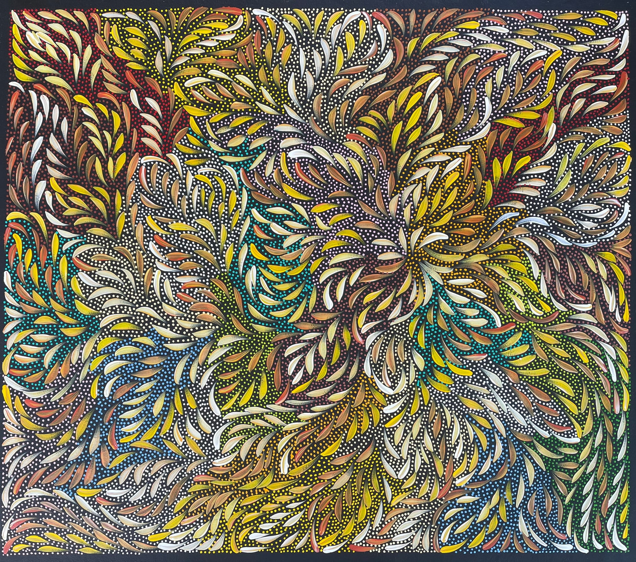 Caroline Numina Seeded Bush Medicine Leaves Yellow and Brown Artwork ...