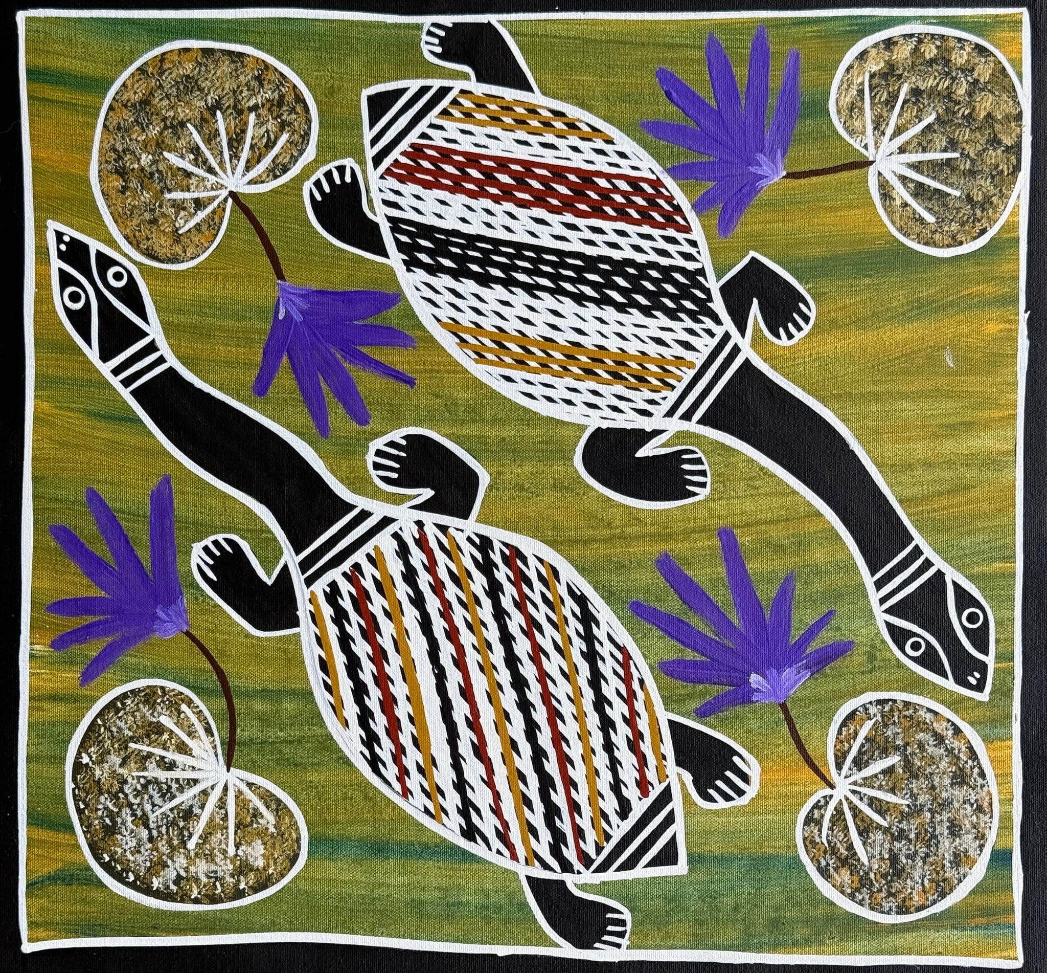 Christine Burarrwanga Two Turtles Artwork | Small Painting | Aboriginal Art