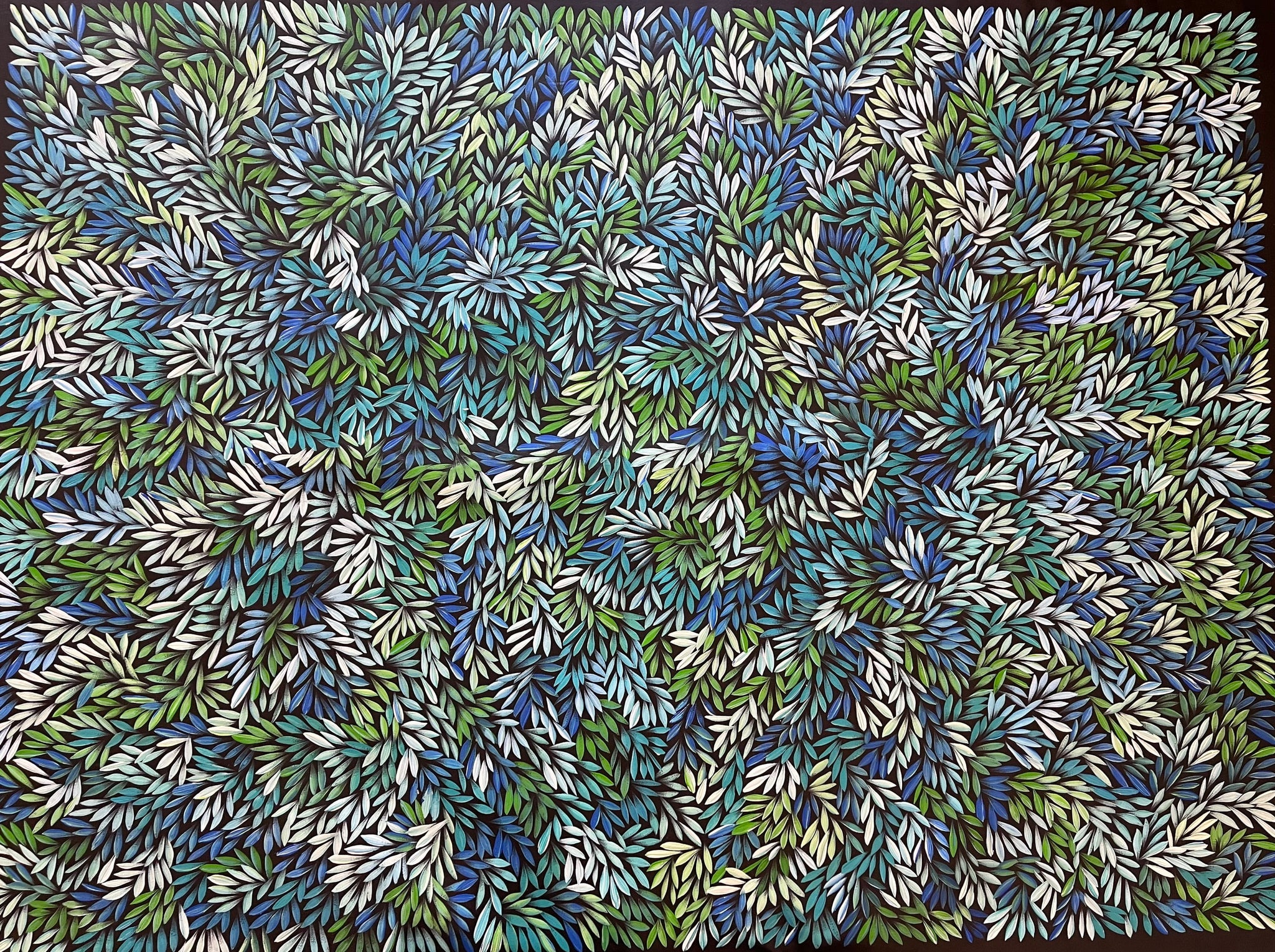Sharon Numina Bush Medicine Leaves Green and Blue Artwork | Extra Large ...