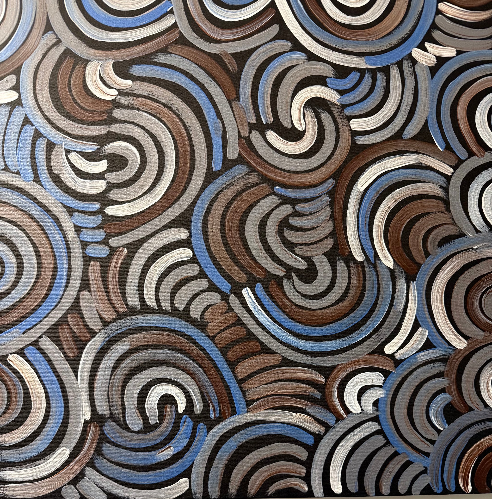Louise Numina Napananka Water Soakage Blue and Brown Artwork | Medium ...