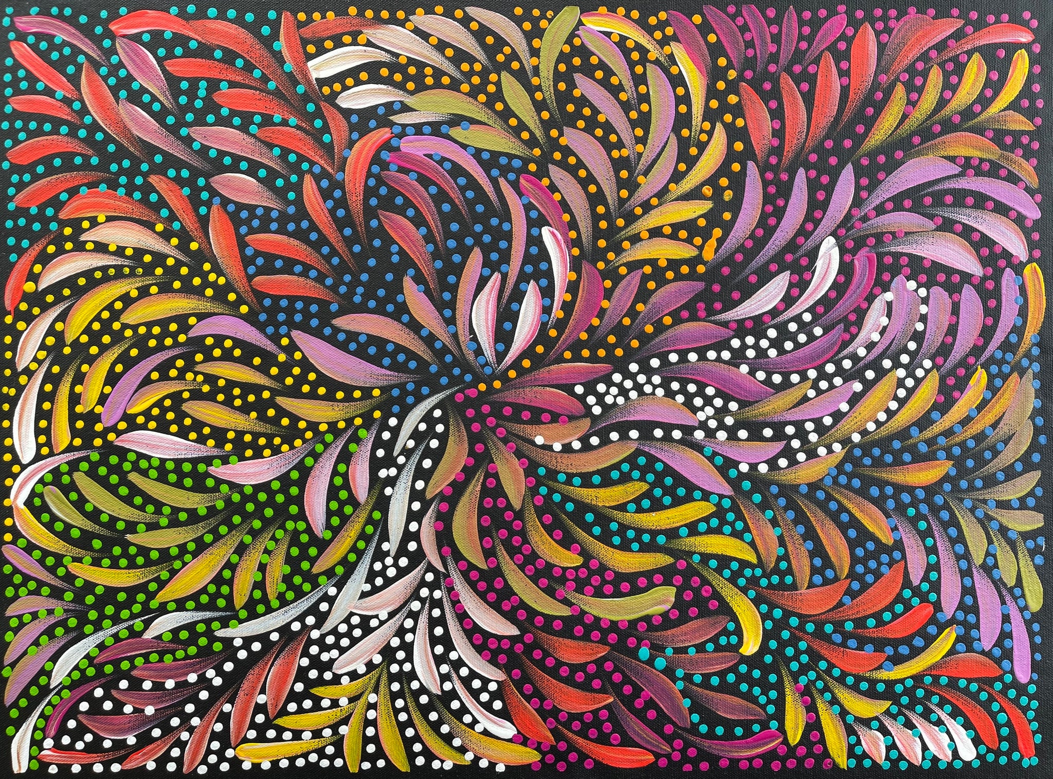 Caroline Numina Bush Medicine Leaves and Seeds Multicoloured Artwork ...