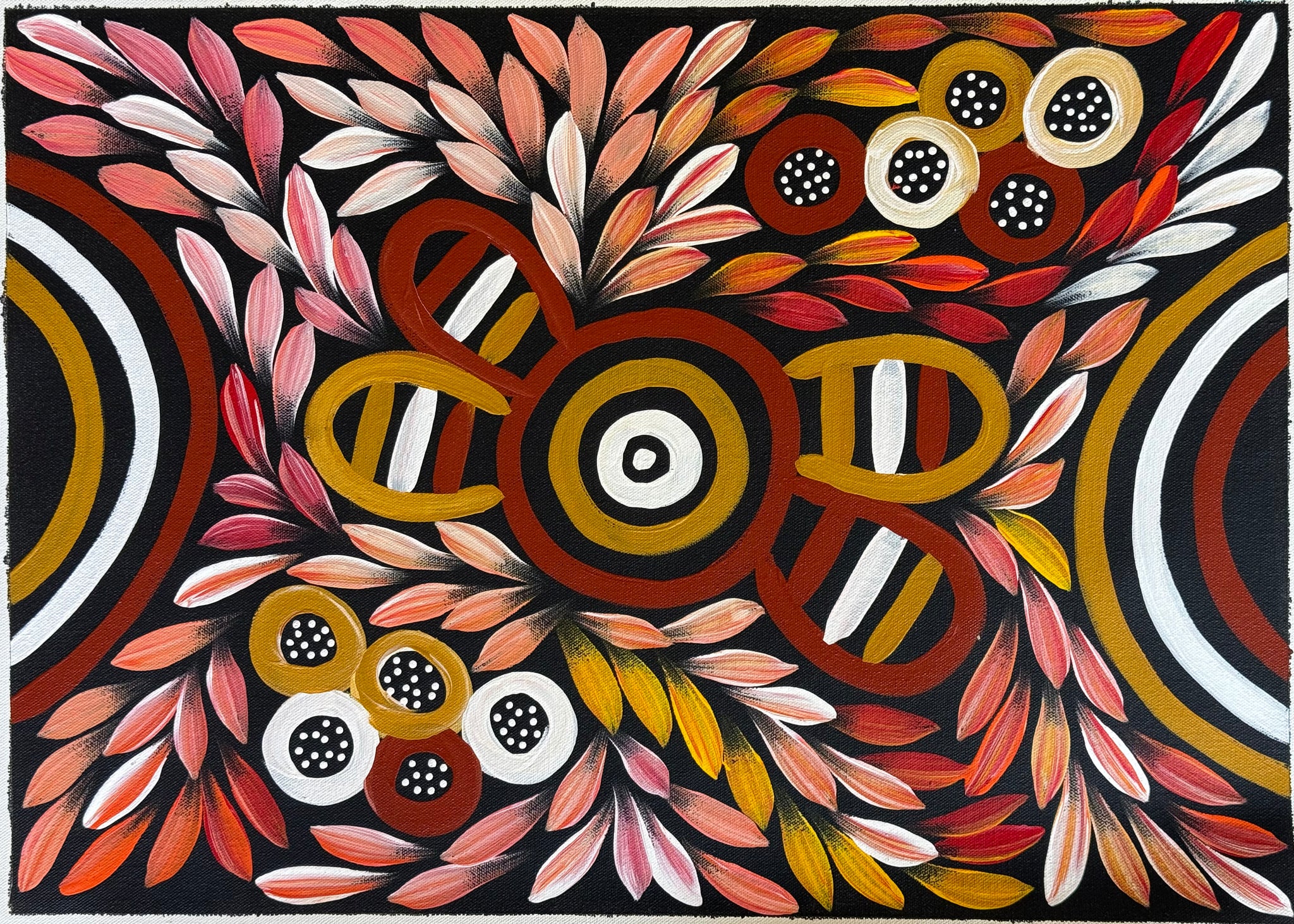 Jacinta Numina Waugh Women Body Painting and Bush Medicine Leaves Brown ...