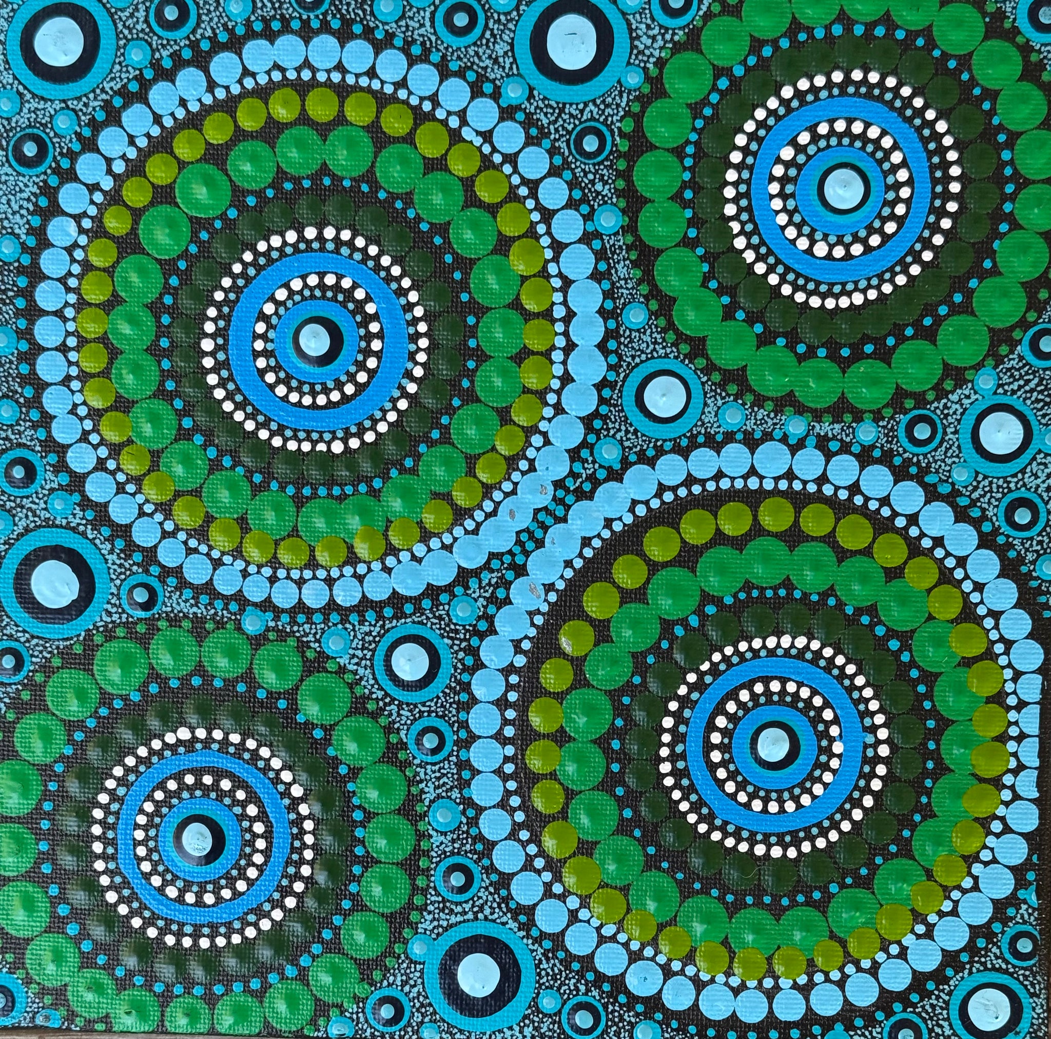 Cheryl Oliver Keringke Arts Blue and Green Artwork | Small Painting ...