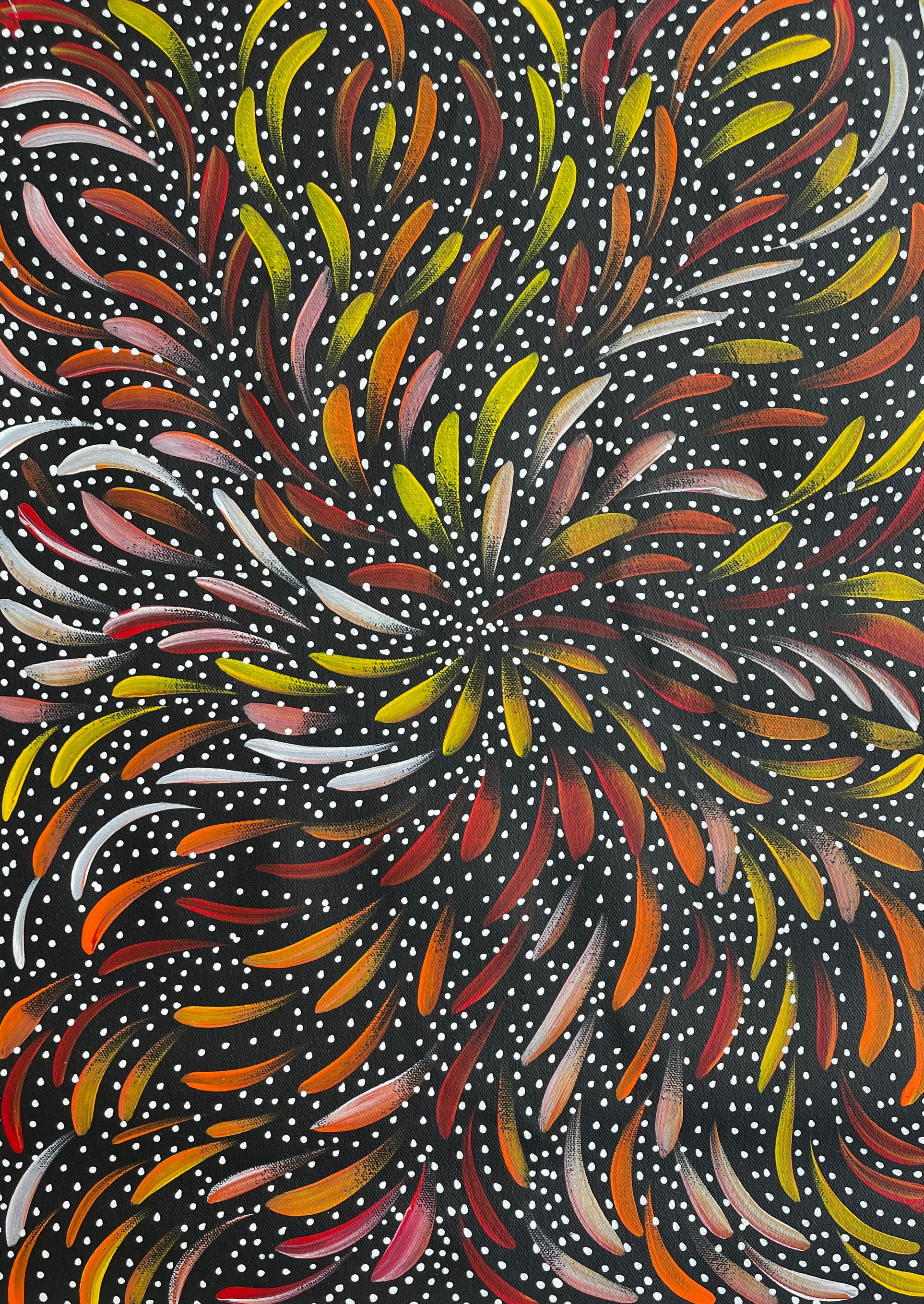 Selina Numina Kamprina Bush Medicine Leaves Red and Yellow Artwork ...