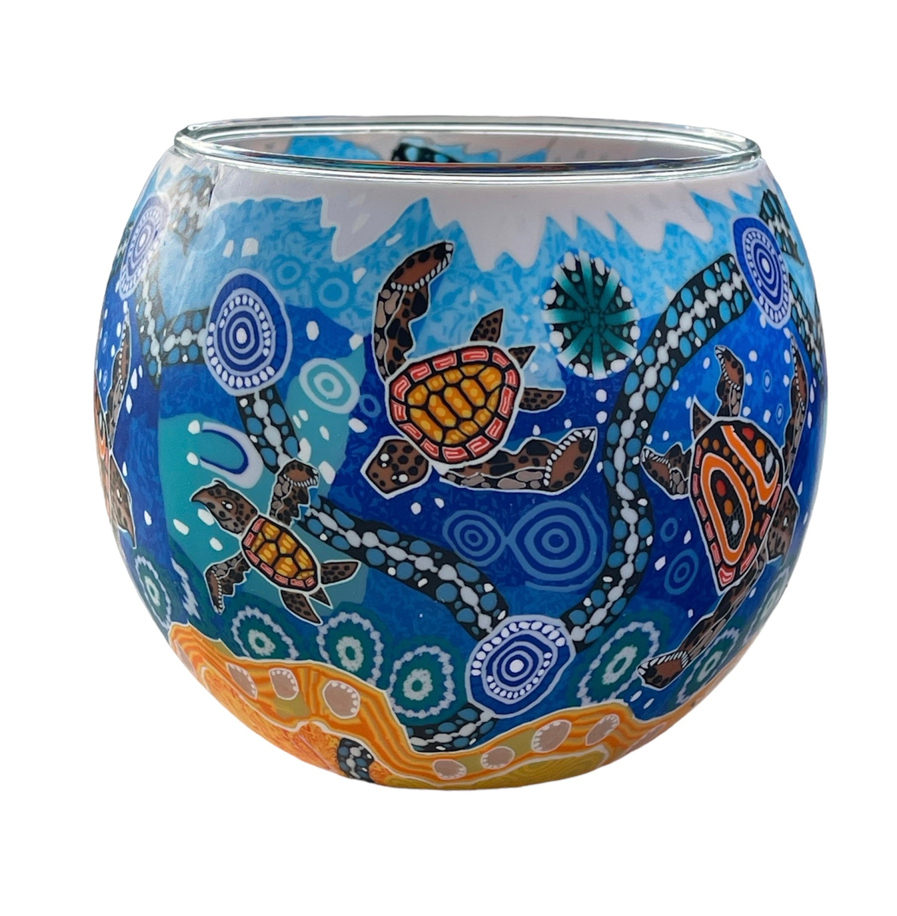 Tea Light Holder - Chern'ee Sutton - Turtle | Aboriginal Art Giftware